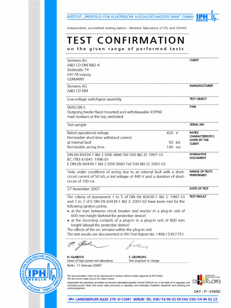DRW 8PQ9800-4AA80 02 ALL OFW Internal Arc Type Test | PDF