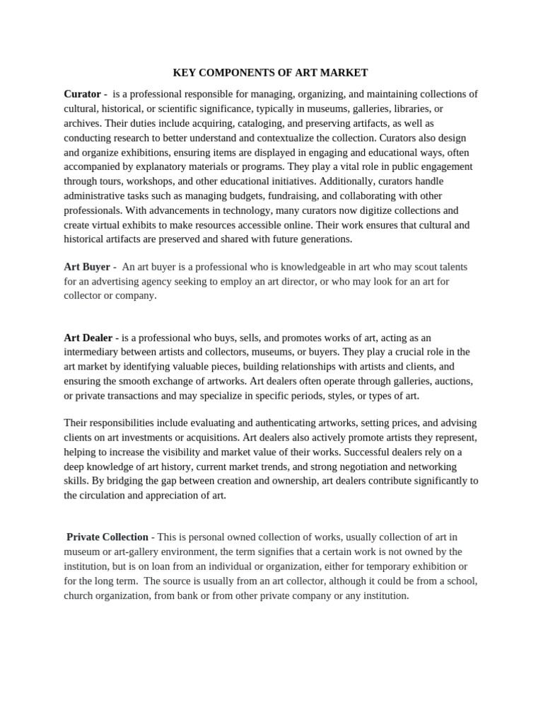 Key Components of Art Market | PDF | Market (Economics) | Museum