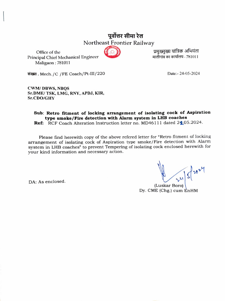 Retrofitment of Locking Arrangements of Isolating Cock | PDF | Rail ...