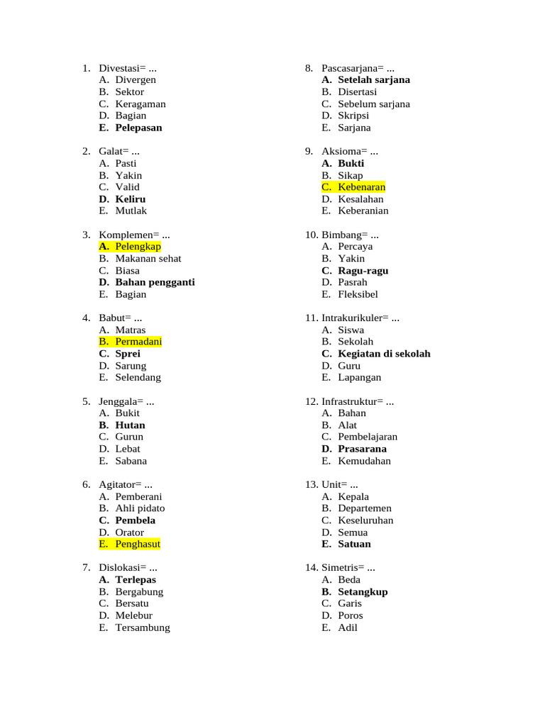 Latihan Sinonim - Antonim - 2 - 2021 | PDF