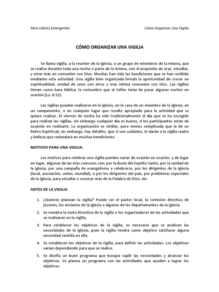 Como Organizar Una Vigilia | PDF | Oración | eucaristía