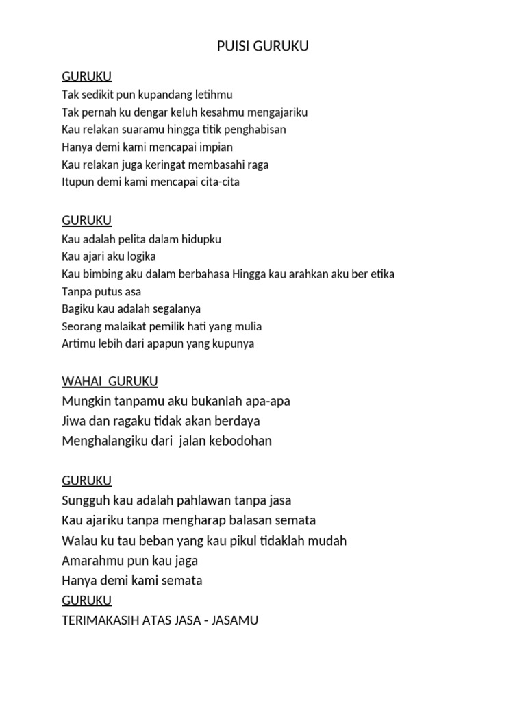 Puisi Guruku | PDF