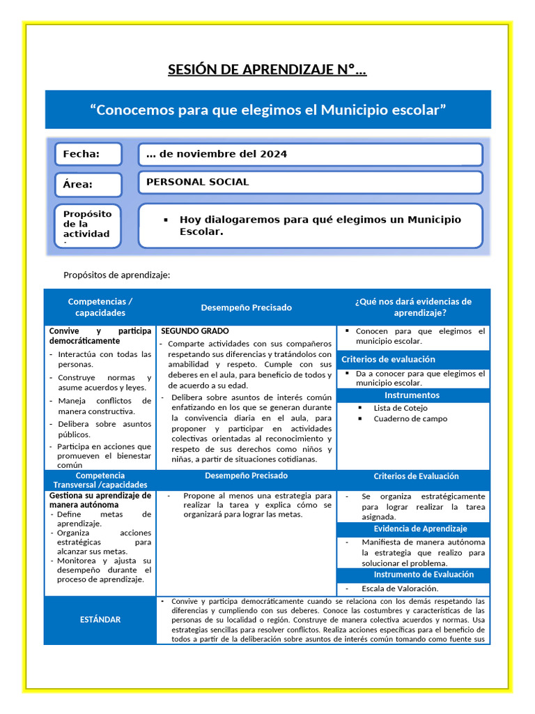 15 de Noviembre - Personal - Segundo Grado | PDF | Aprendizaje | Enseñando
