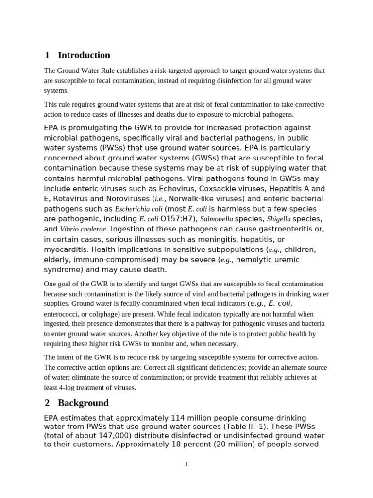 Groundwater Rule - Notes and Outline | PDF | Disinfectant ...