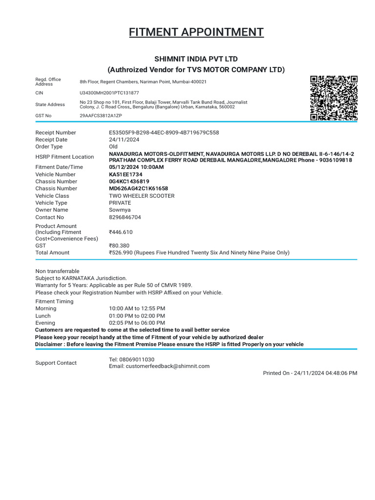 Payment Recipt | PDF