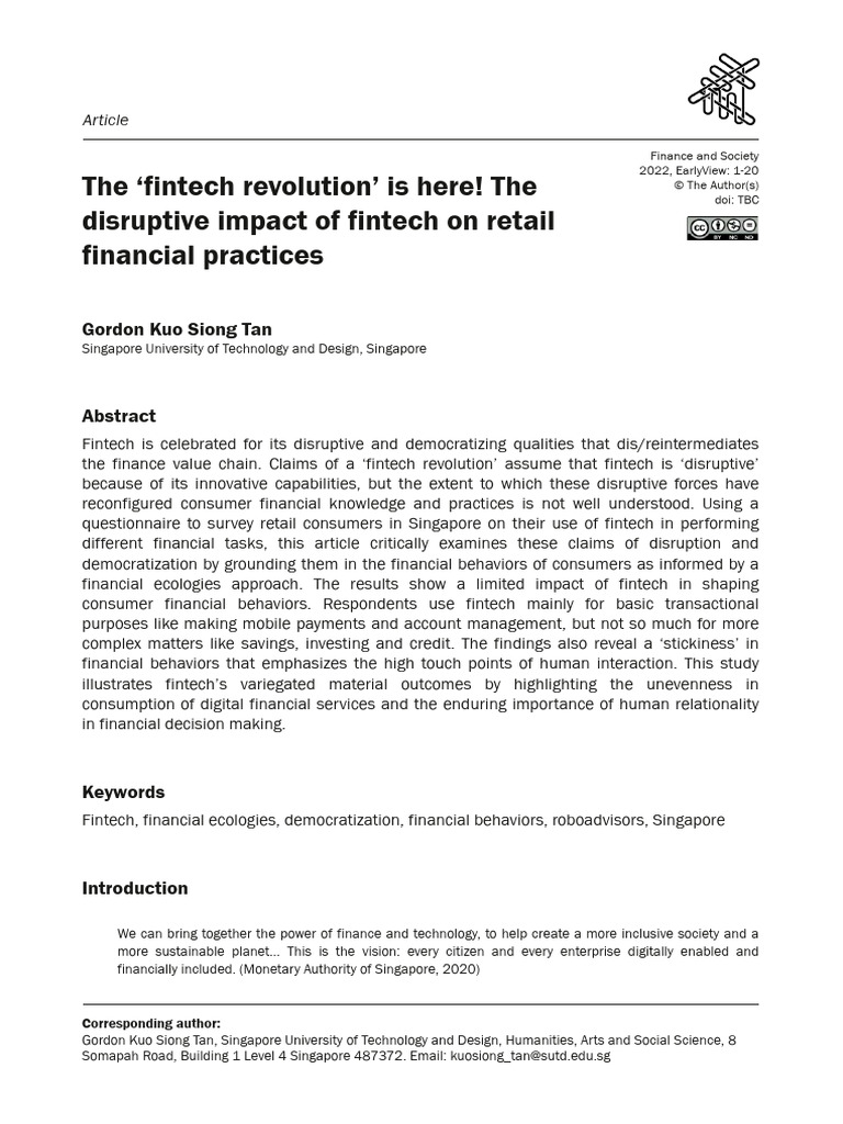 The Fintech Revolution' Is Here! The Disruptive Impact of Fintech On ...