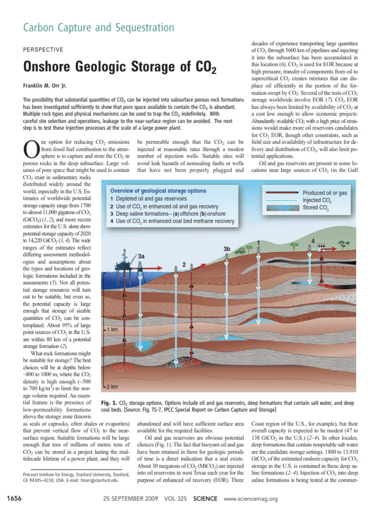 Onshore Geologic Storage of CO2 | PDF | Carbon Capture And Storage ...