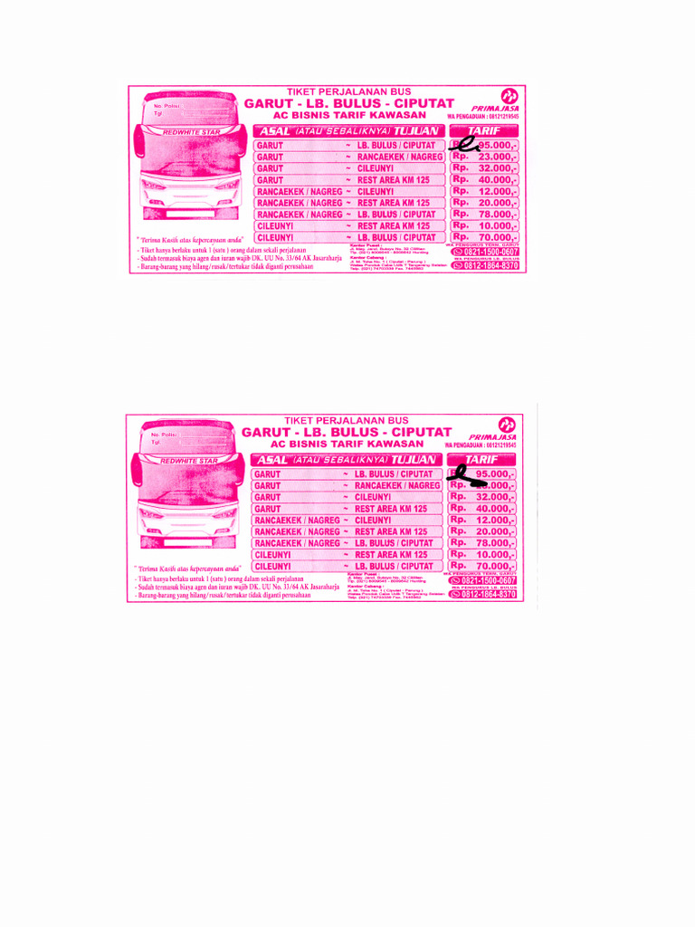 Tiket Garut-Lebak Bulus PP | PDF