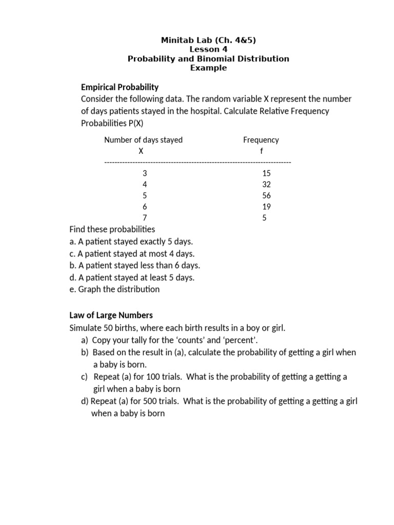 Lesson 4 (Probability and Binomial Distribution) - Example | PDF