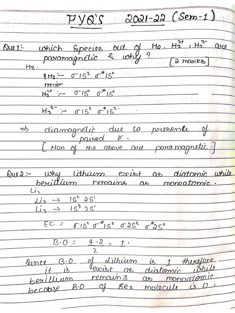 PYQs of Unit.1 Chemistry. | PDF