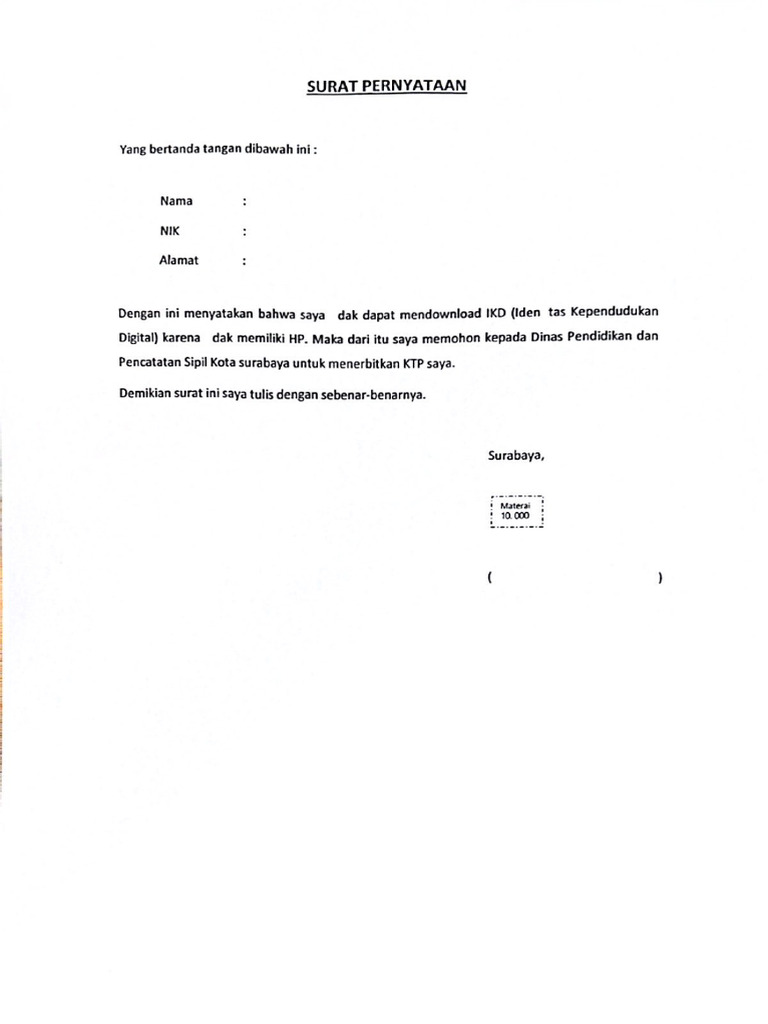 Surat Pernyataan IKD | PDF