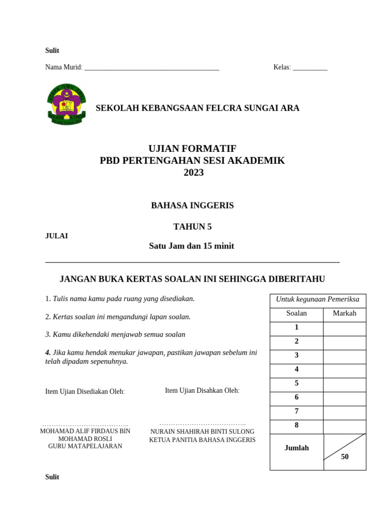 Cover PBD English Y5 | PDF