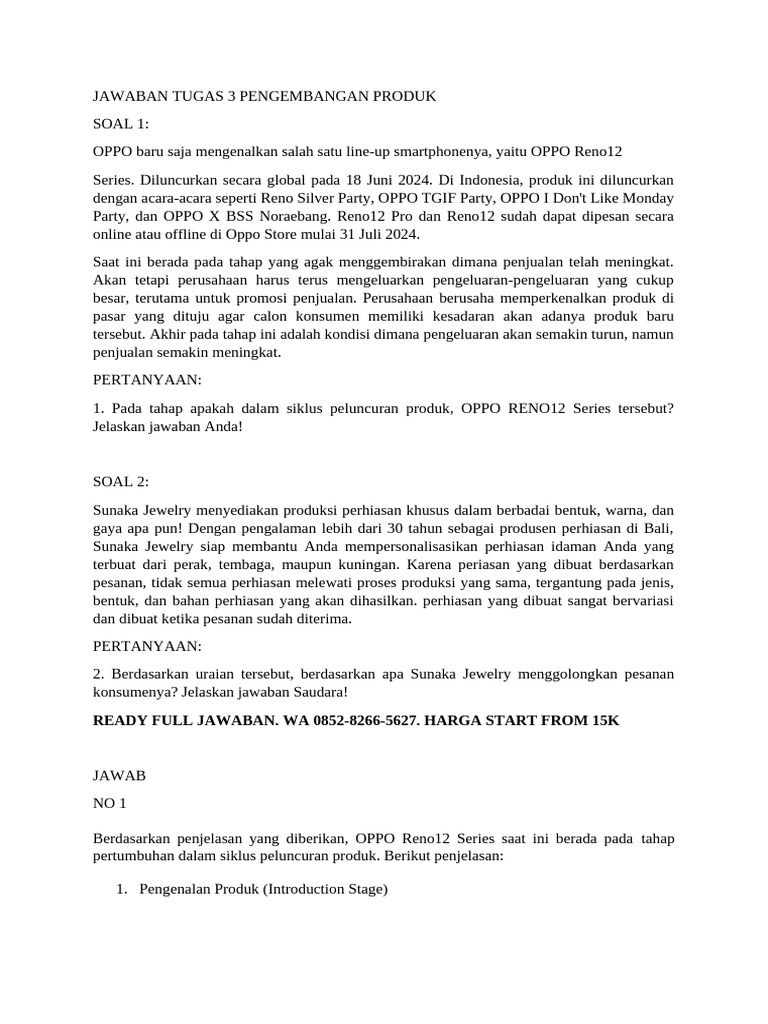 Jawaban Tugas 3 Pengembangan Produk | PDF