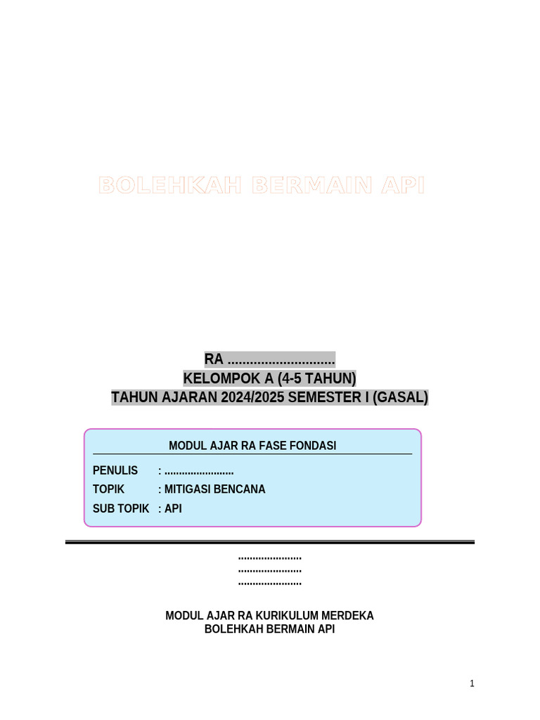 RA A Smt1 14 Modul Ajar 2024 2025 Api 114312 | PDF