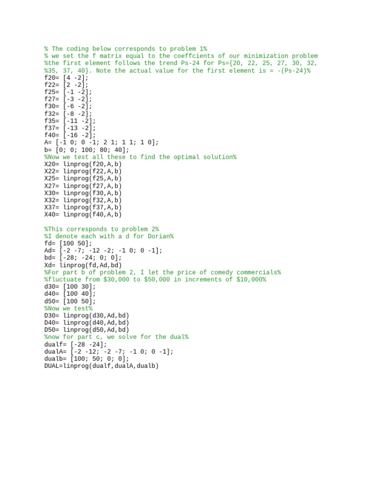 Matlab Code HW1 | PDF