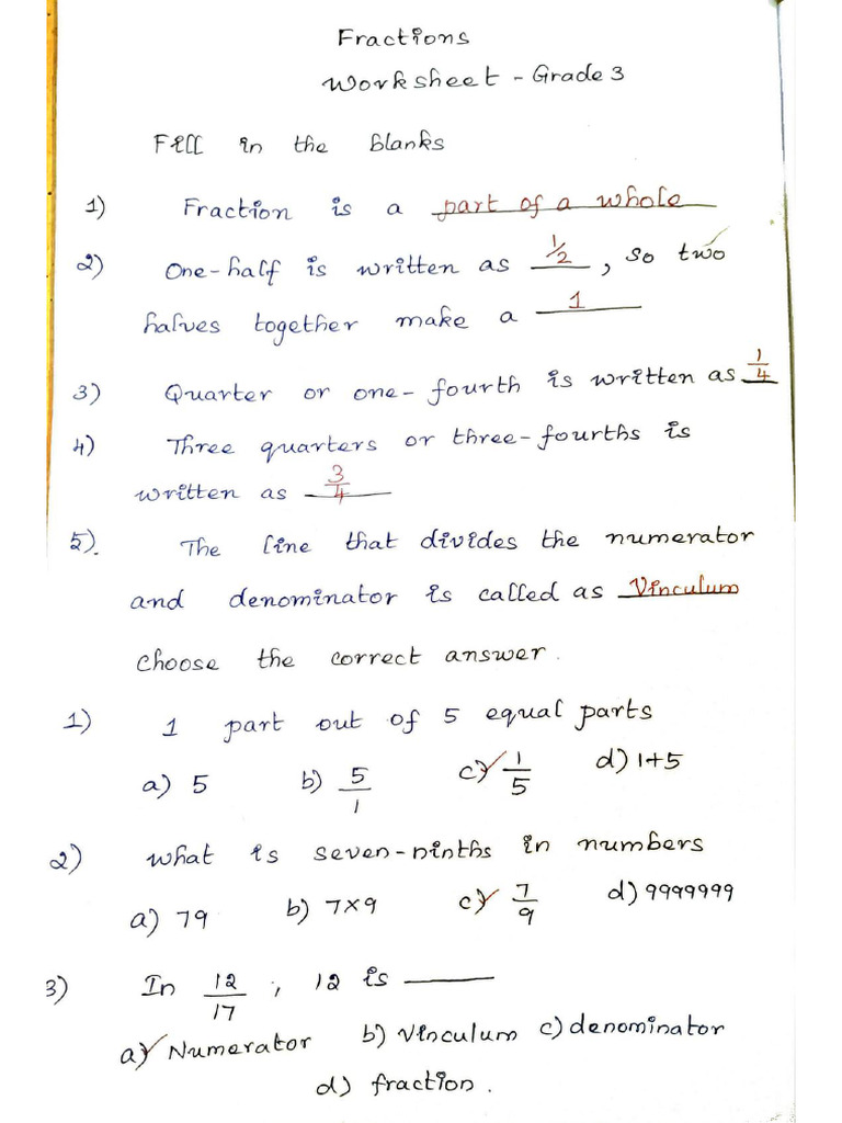 Fractions Grade 3 | PDF