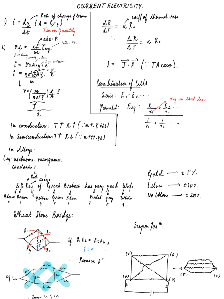 Electricity Short Notes | PDF | Electricity | Materials