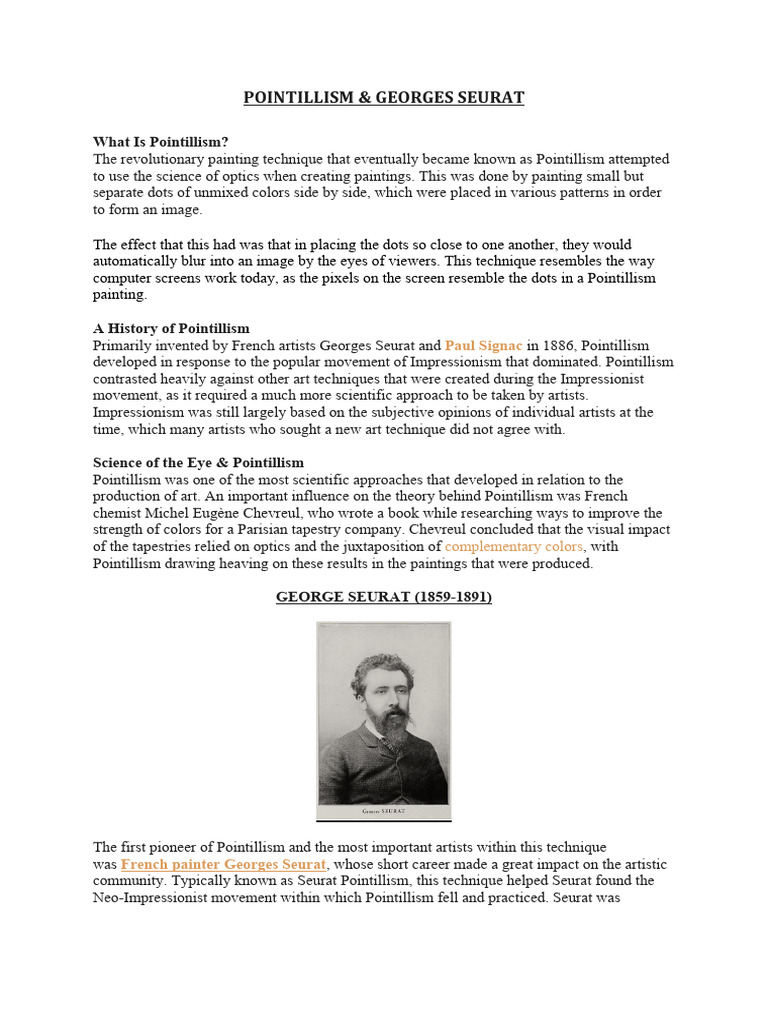 M2-Pointillism & Georges Seurat | PDF | Impressionism | The Arts