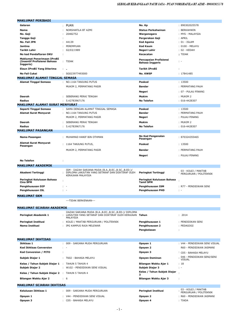 SK Paparan Semakan Data PDF | PDF