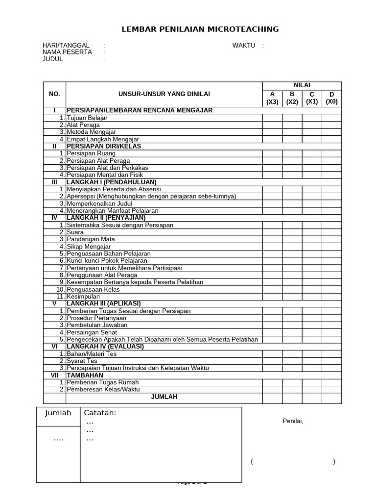 Lembar Penilaian Microteaching-L3 | PDF