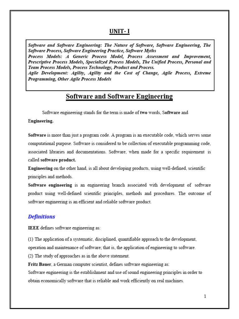 Se - Unit - I | PDF | Software Prototyping | Software Development Process
