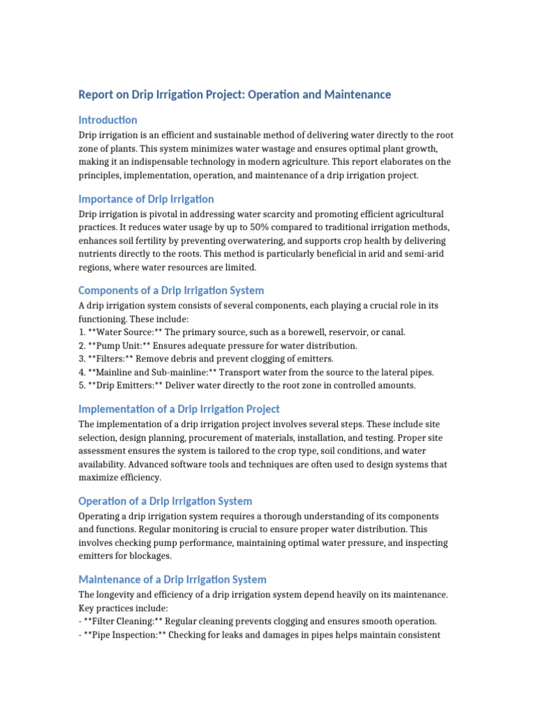 Drip Irrigation Report | PDF | Irrigation | Environmental Science
