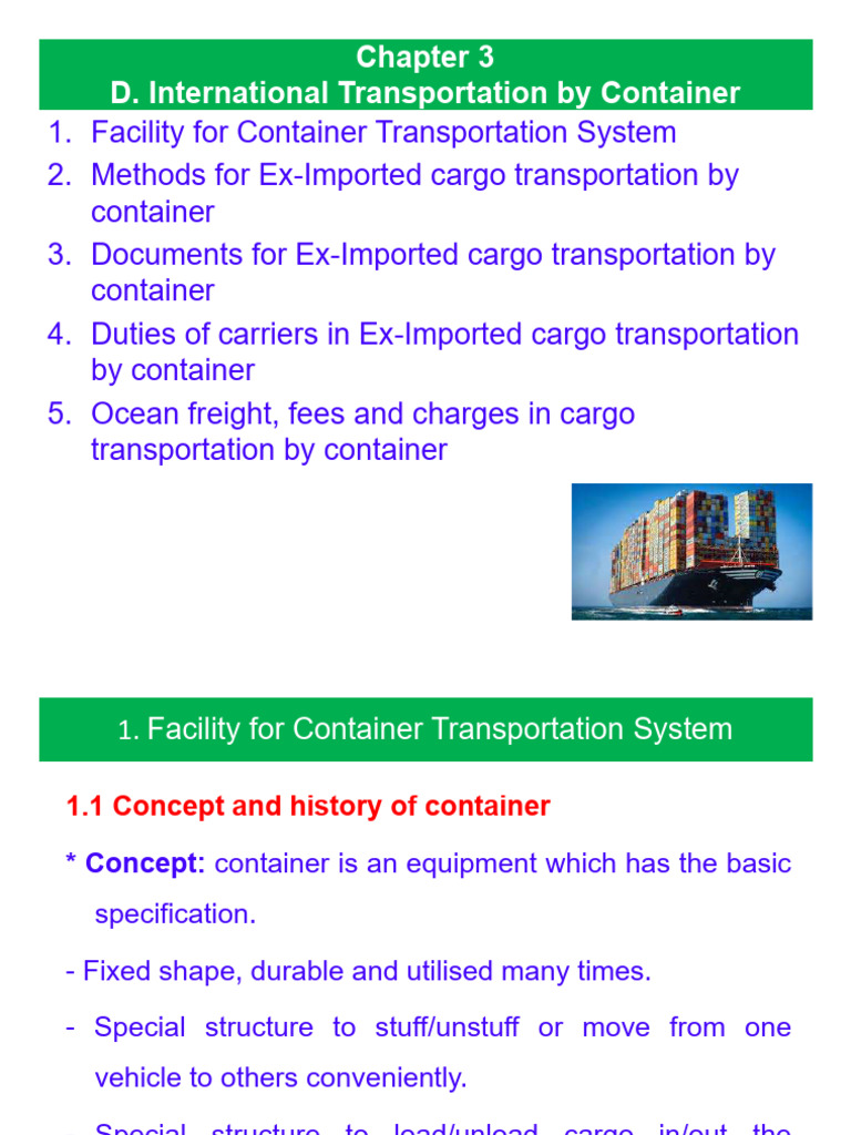 Chapter 3. D. International Transportation by Container | PDF | Cargo ...