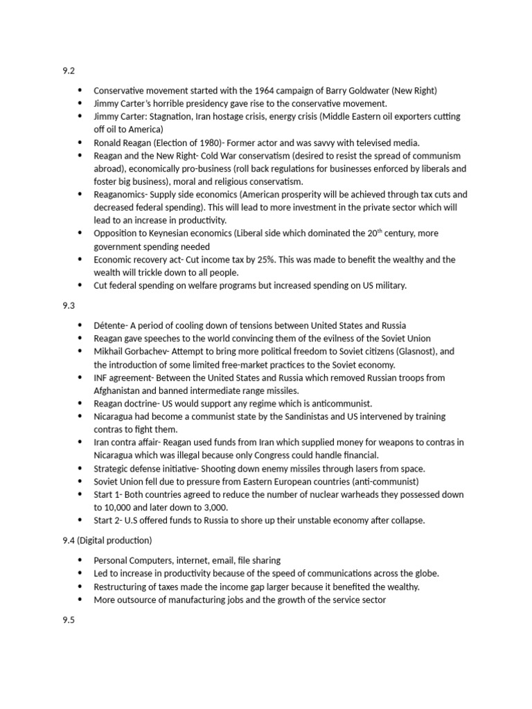 APUSH Unit 9 Review | PDF | Ronald Reagan | Soviet Union