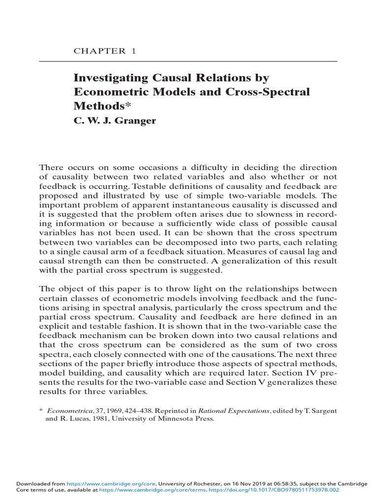Investigating Causal Relations by Econometric Models and Crosssp | PDF ...