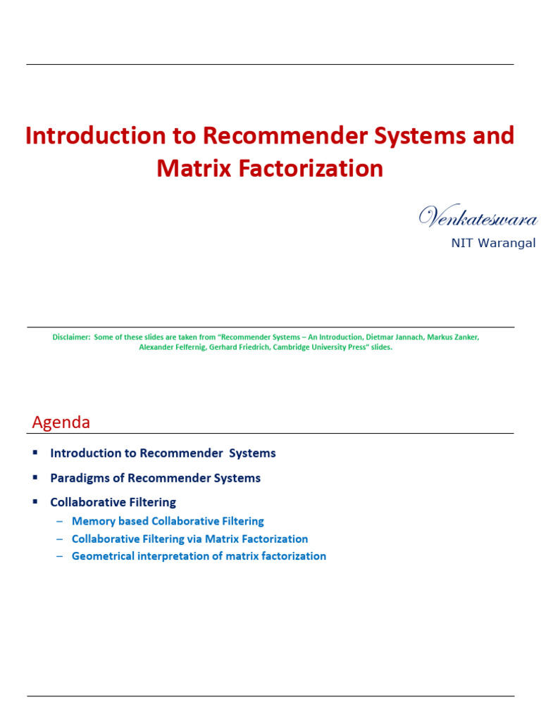 Recommender System - New | PDF | Algorithms | Applied Mathematics Recommender System - New | PDF | Algorithms | Applied Mathematics
