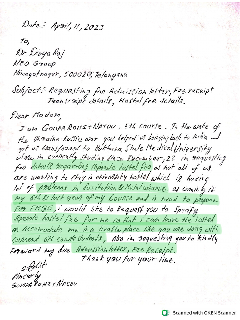 Letter Request Format For Cbse | PDF