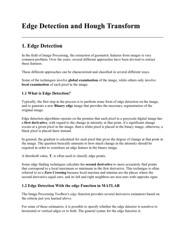 Edge Detection and Hough Transform Method | PDF | Algorithms | Digital Signal Processing