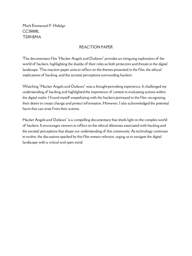 Reaction Paper | PDF