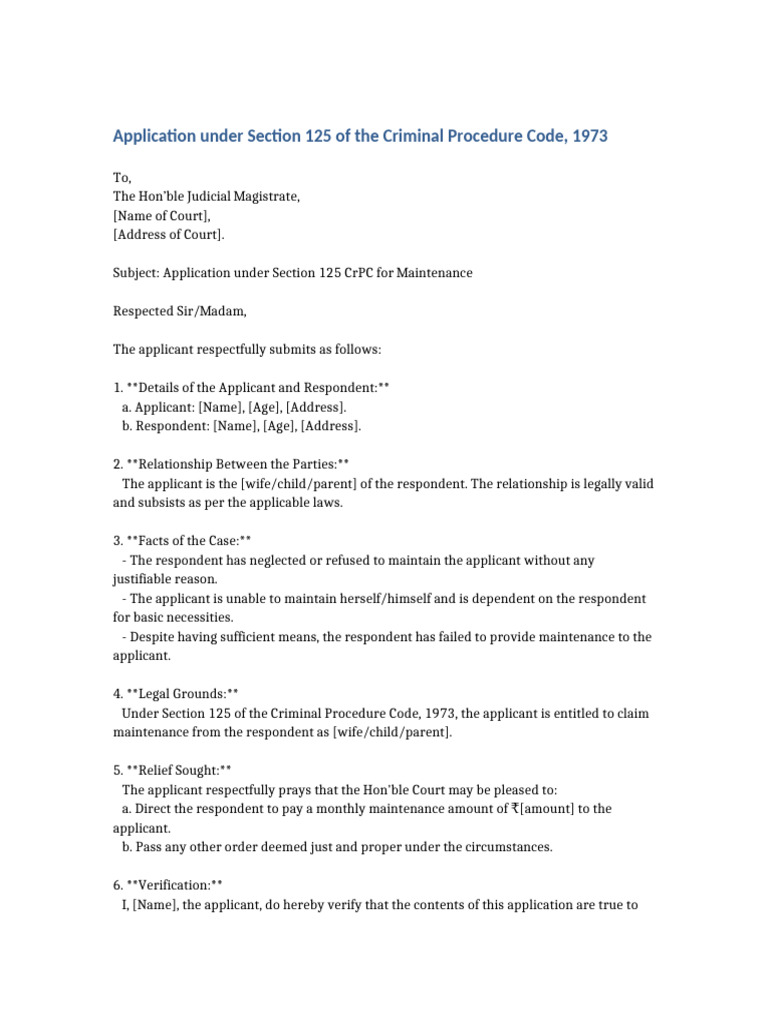 Application Under Section 125 CRPC | PDF