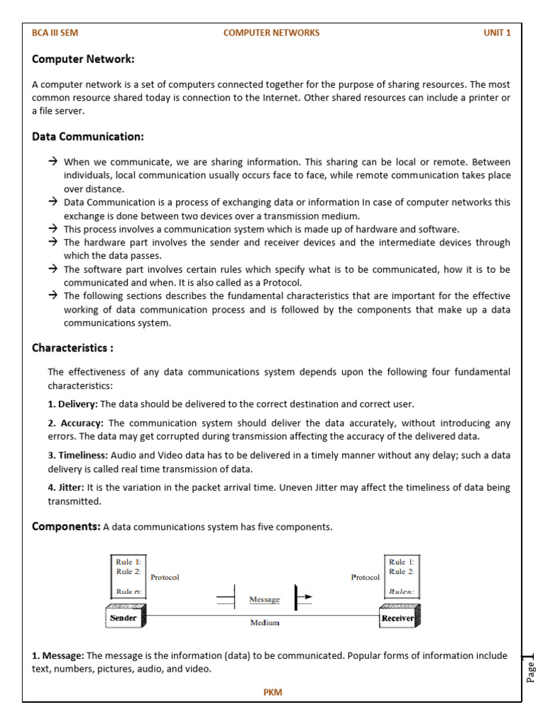 Computer Network Unit 1 | PDF | Internet Protocol Suite | Osi Model