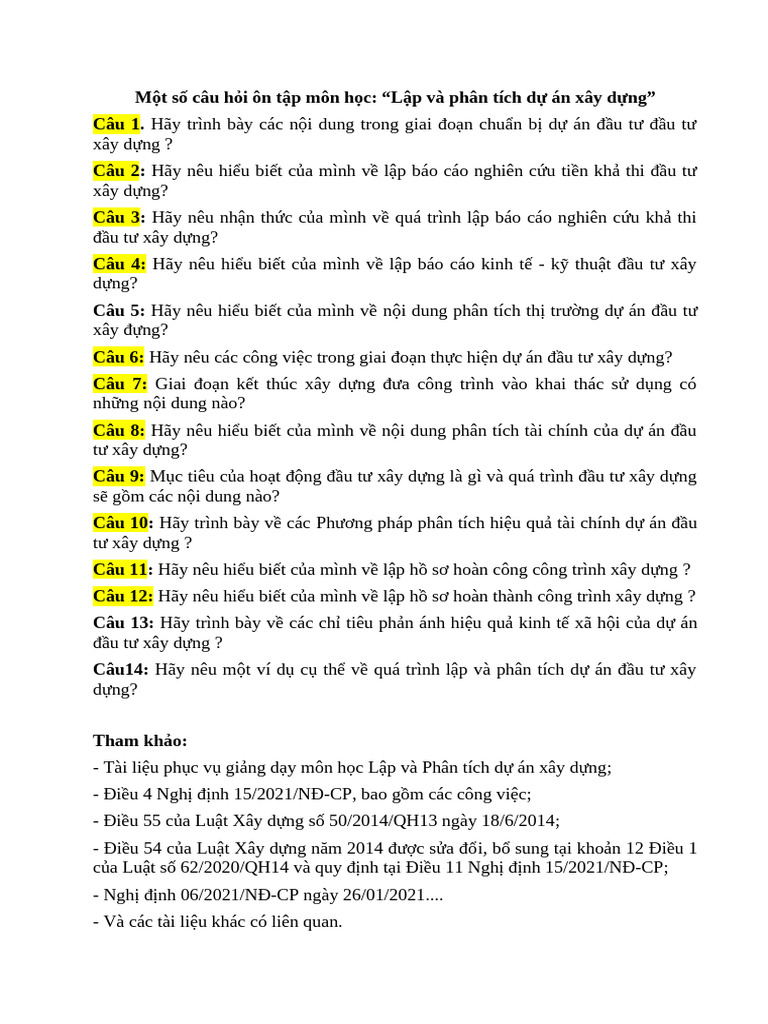 Đe Cuong On Tap Mon L& Ptda XD | PDF