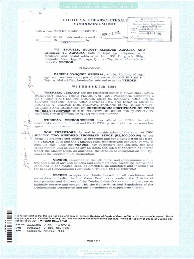 Deed of Sales | PDF