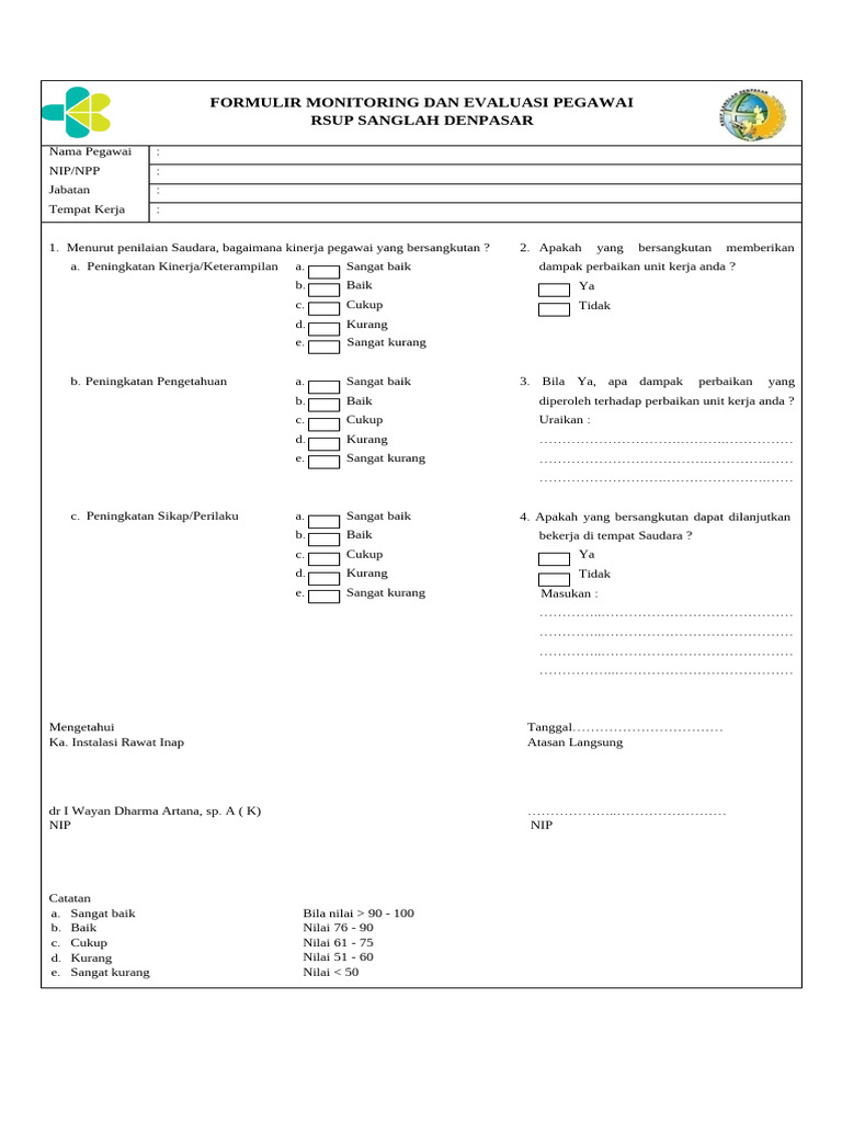 FORM MONEV Sebelum Tahun 2022 | PDF