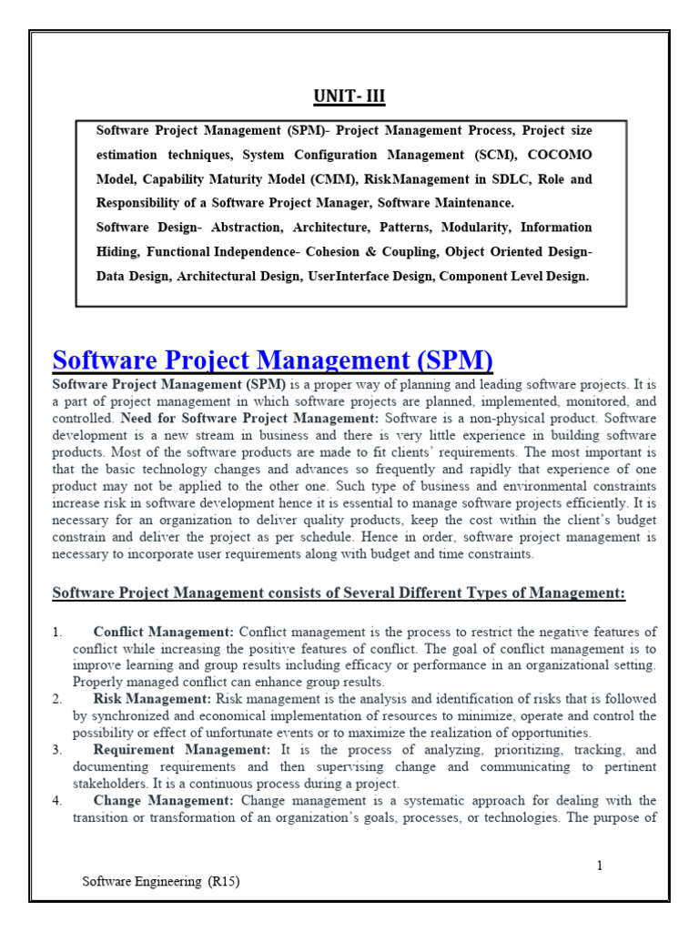 Se Unit Iii | PDF | Project Management | Software Development Process