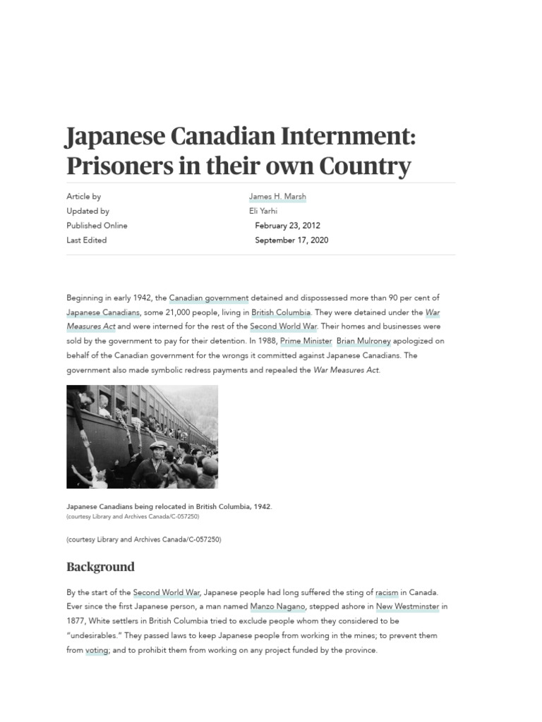 Japanese Canadian Internment History | PDF | Government Of Canada ...