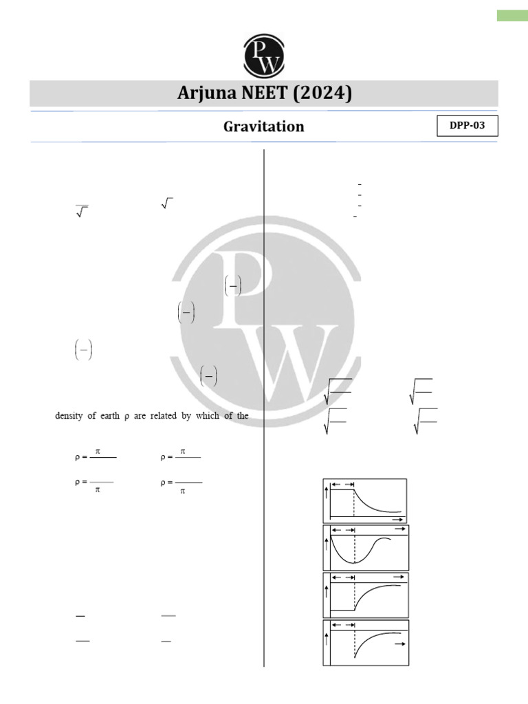 Gravitation - DPP-03 (Of Lec 05) - Arjuna Neet 2024 | PDF | Celestial Mechanics | Gravity