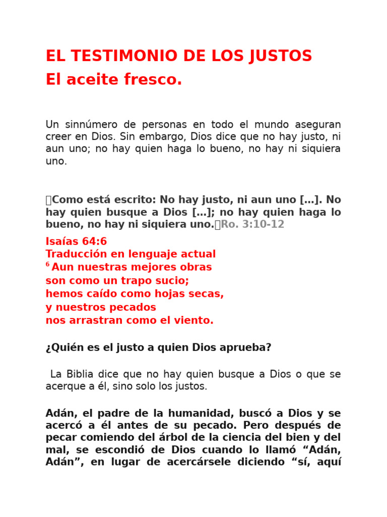 El Testimonio de Los Justos | PDF | La unción | Cristo (título)