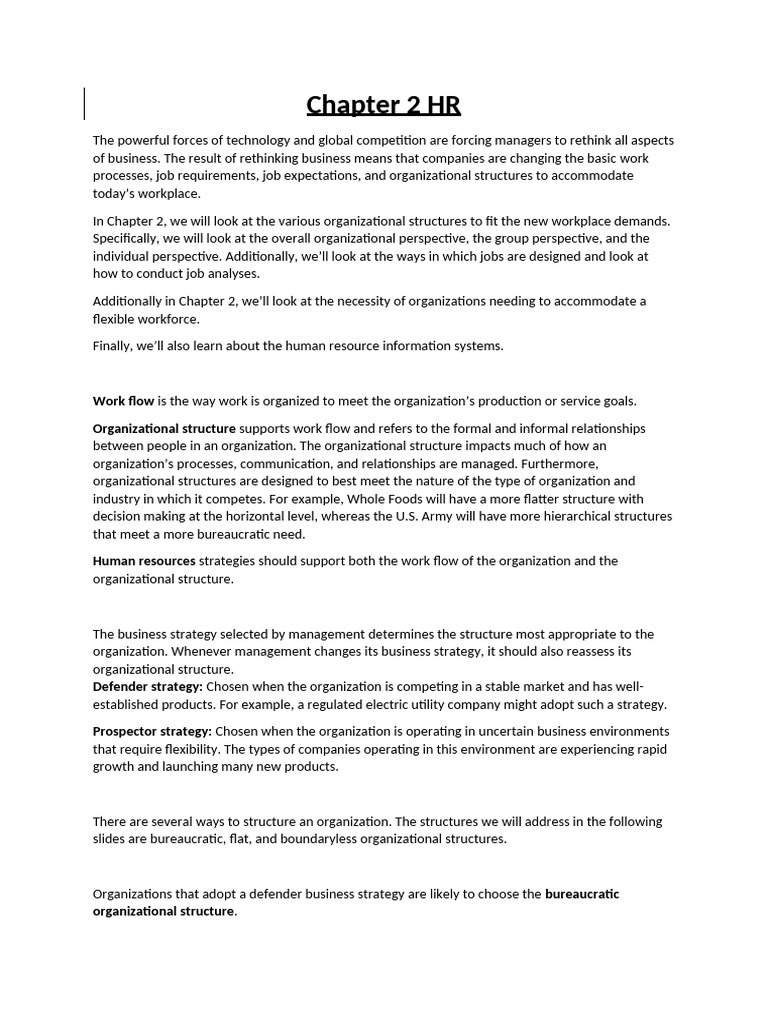 Chapter 2 HR | PDF | Organizational Structure | Business