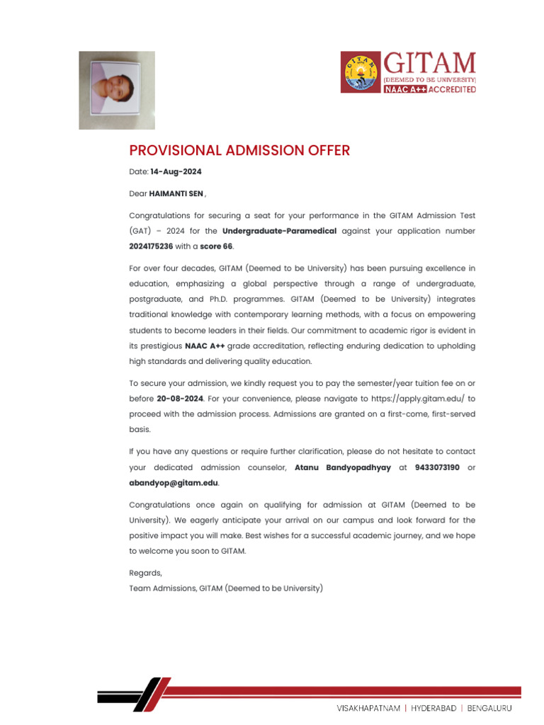 GITAM Admissions | PDF