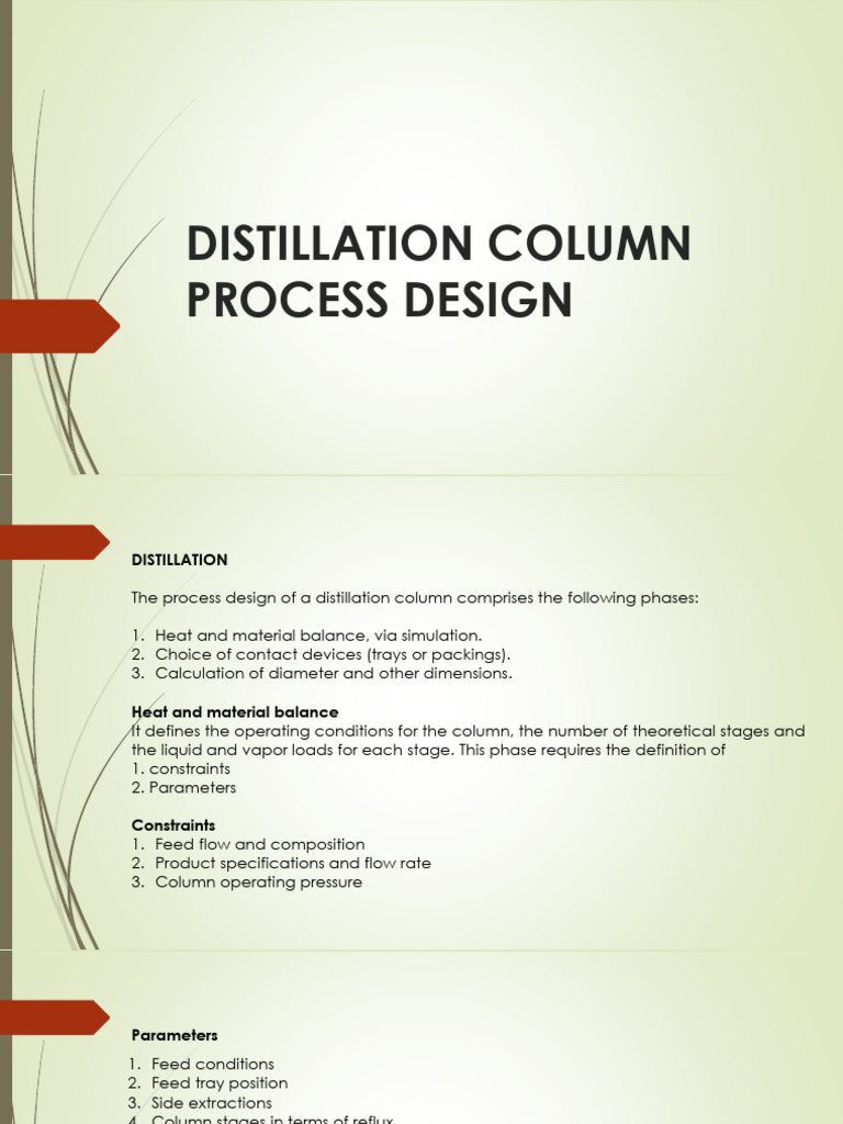 Dıstıllatıon Column Process Desıgn - Presentation | PDF