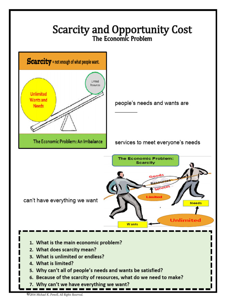 Scarcity and Opportunity Cost Worksheets | PDF | Opportunity Cost ...
