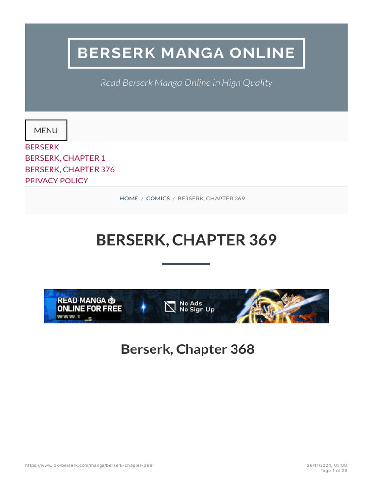 Berserk, Chapter 369 - Berserk Manga Online | PDF | Manga | Anime And Manga