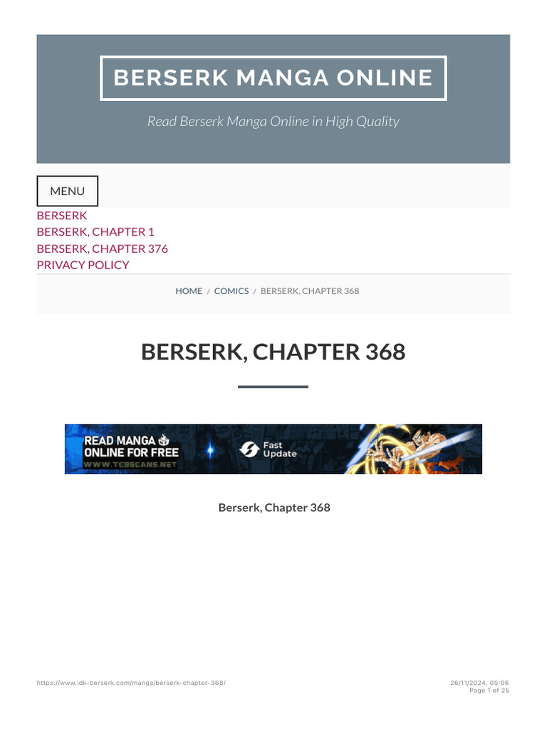 Berserk Chapter 368 Online Read | PDF | Manga | Anime And Manga