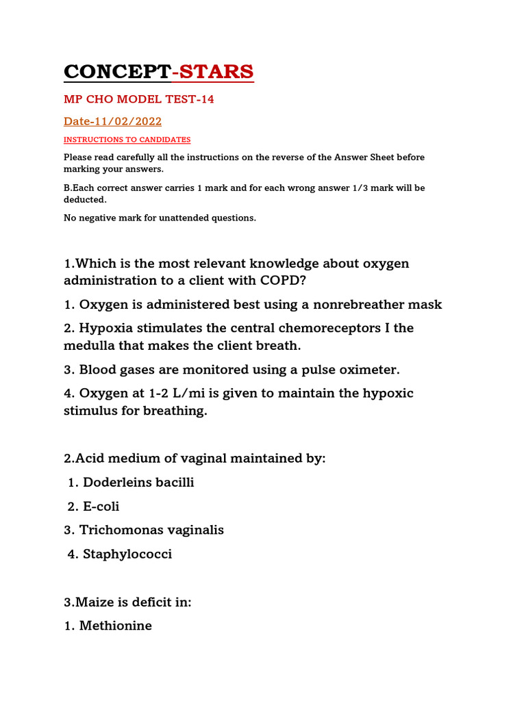 MP CHP Test - 2 | PDF | Medical Specialties | Clinical Medicine