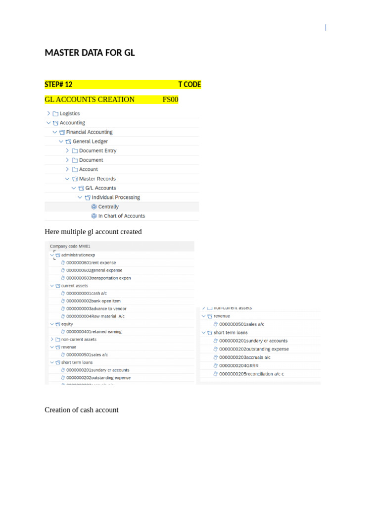 GL Master Data Creation in SAP | PDF